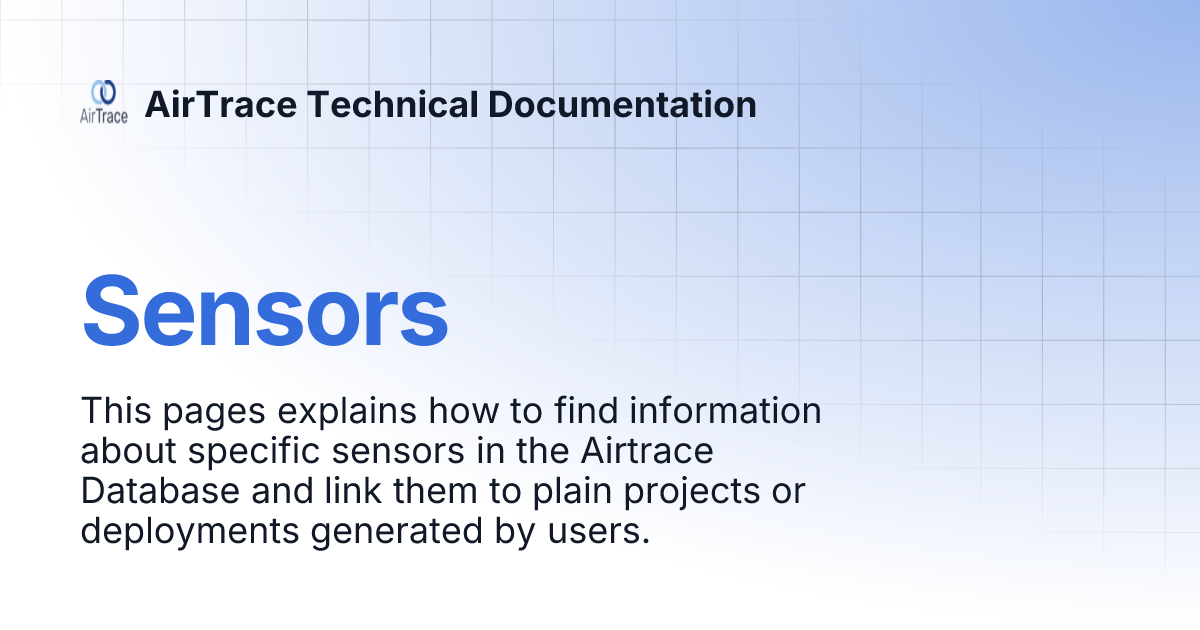 Sensors | AirTrace Technical Documentation